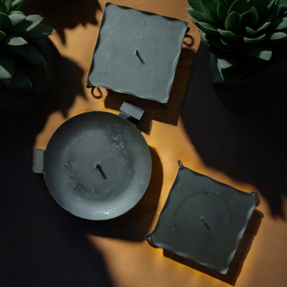 Wang's Int'l | Accents | 3 Vtg Candle Holders 2 Square Light Round ...